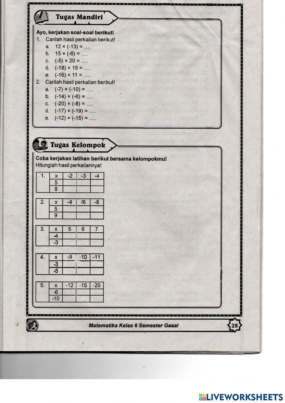 Koreksi LKS Matematika Halaman 25 worksheet | Live Worksheets