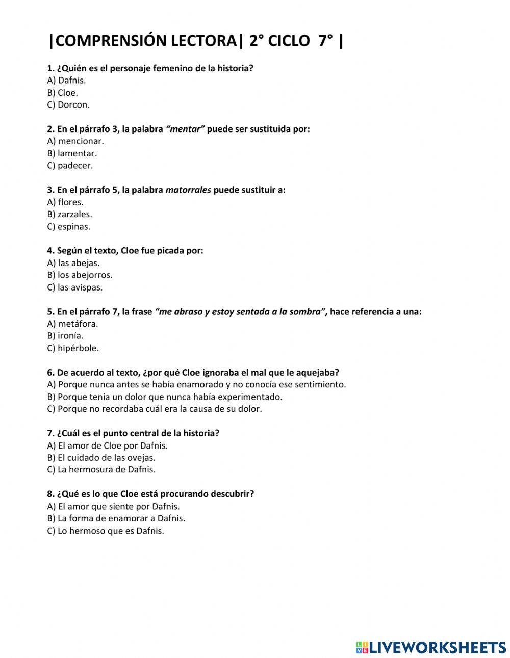 Plan lector 2 interactive worksheet | Live Worksheets