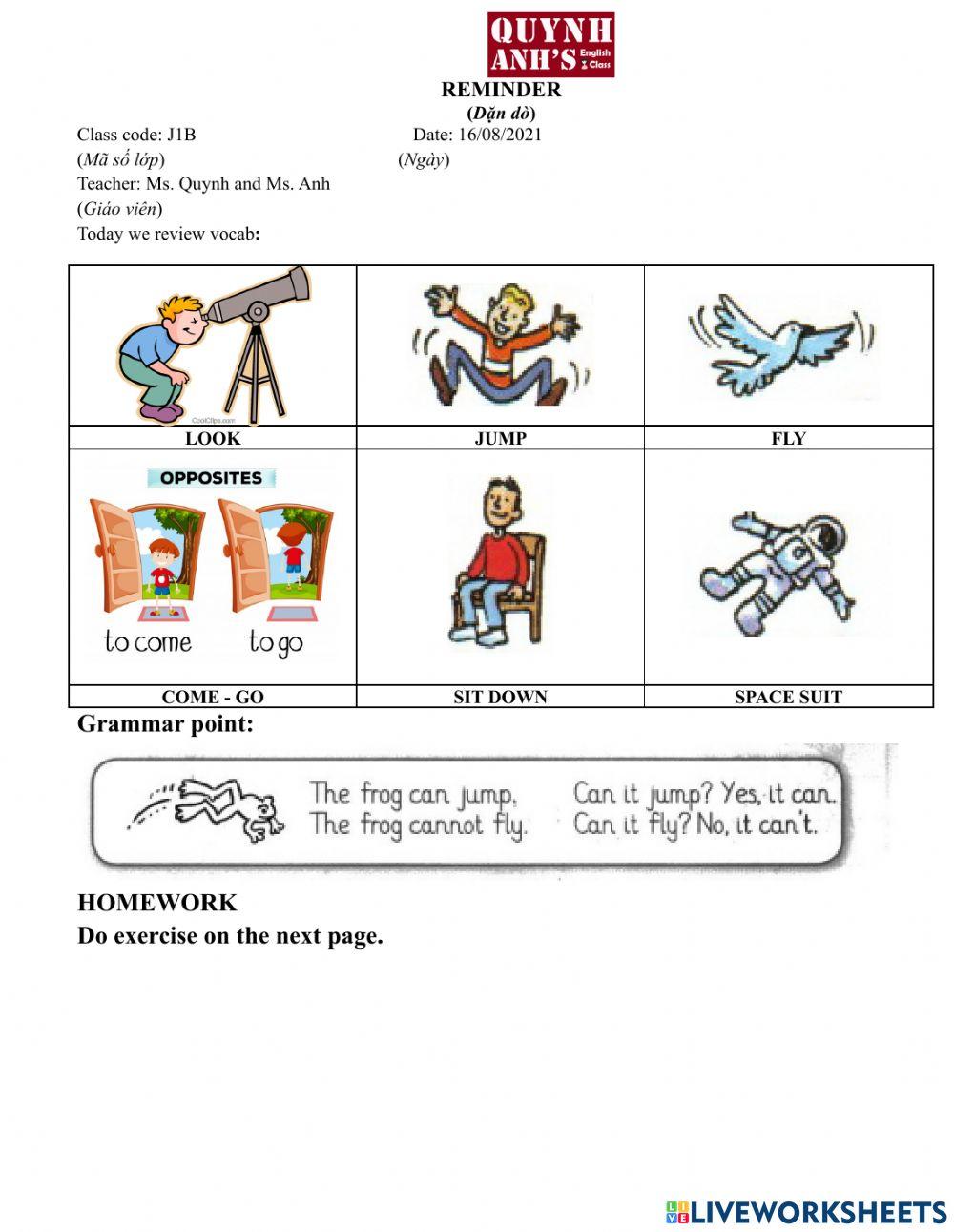 Reminder exercise | Live Worksheets