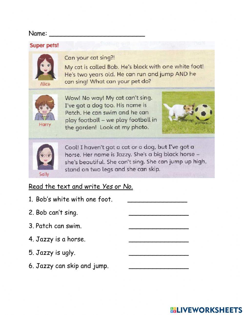 1270586 | Super Pets | YEW I FANG | LiveWorksheets