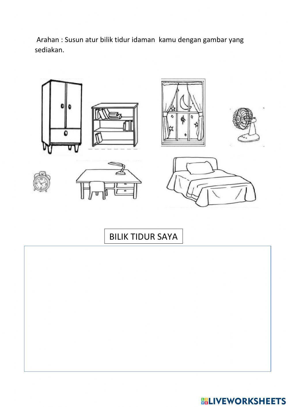 Susun atur bilik tidur worksheet | Live Worksheets