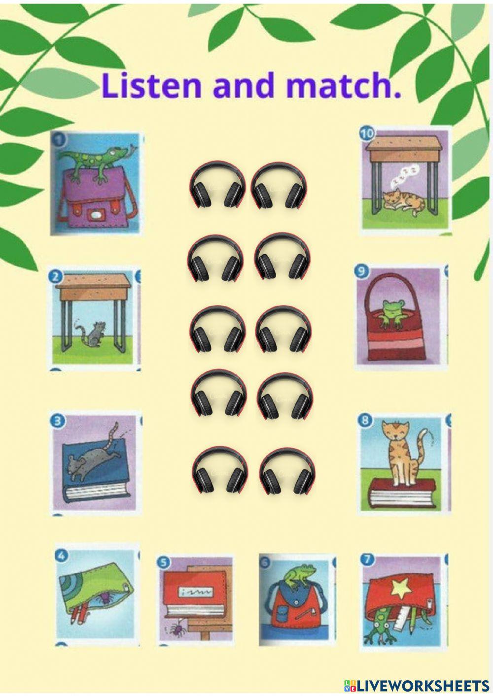 Listen and match online exercise for Year 1 | Live Worksheets