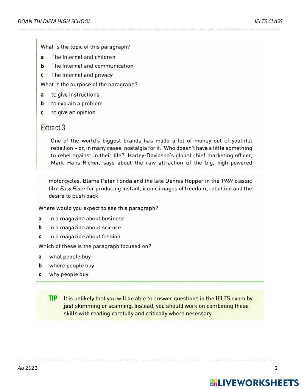 IE Reading worksheet | Live Worksheets