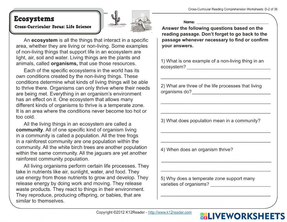 Ecosystems | Free Interactive Worksheets | 5128660