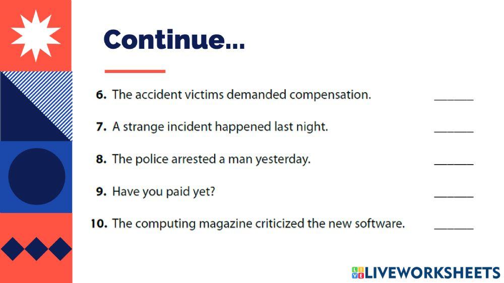 Homework 10th worksheet | Live Worksheets