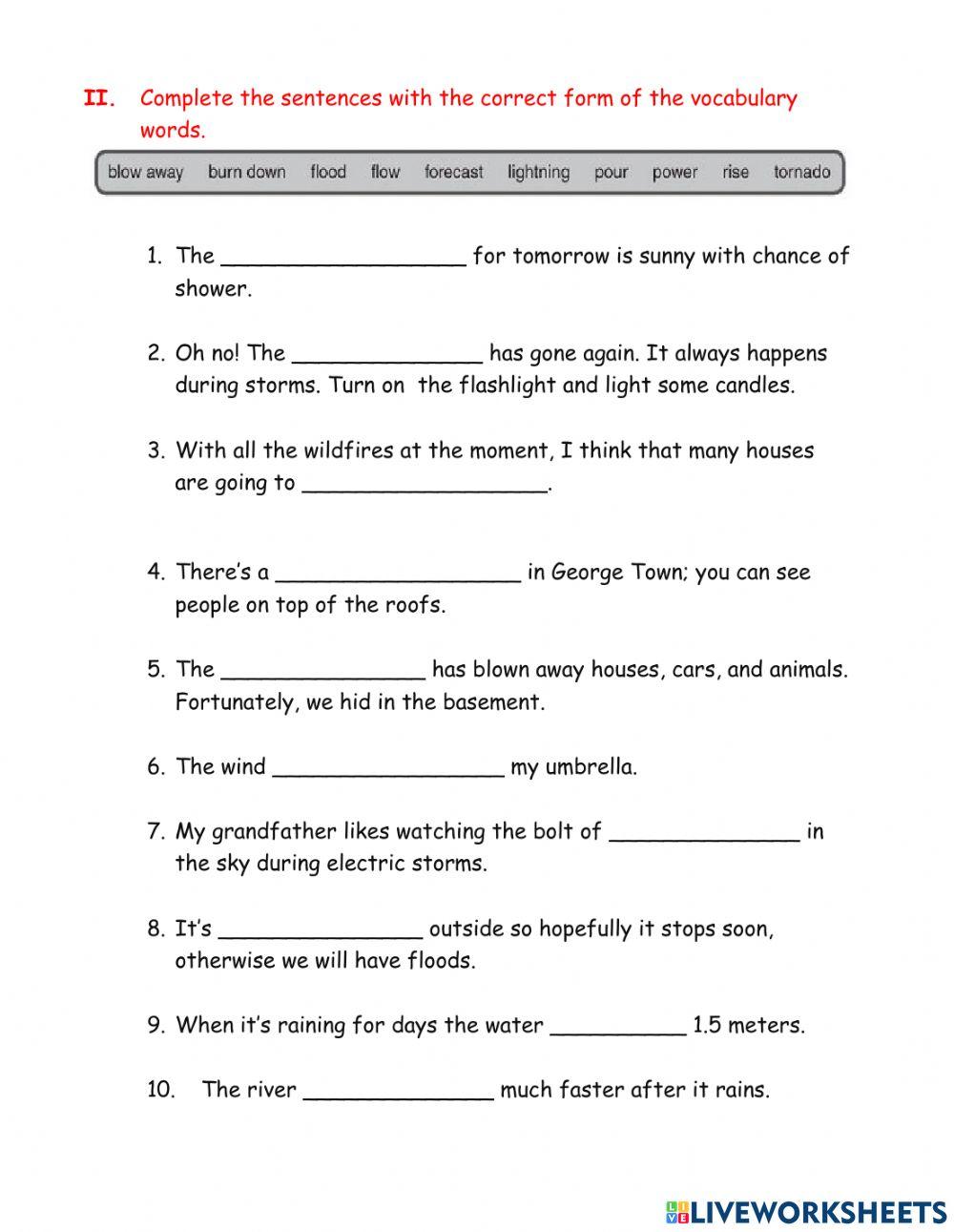 Practice: Extreme Weather online exercise for | Live Worksheets
