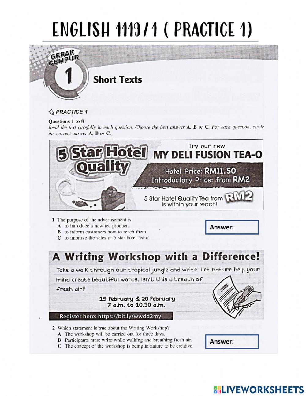 SPM ENGLISH 111… | Free Interactive Worksheets | 3305626