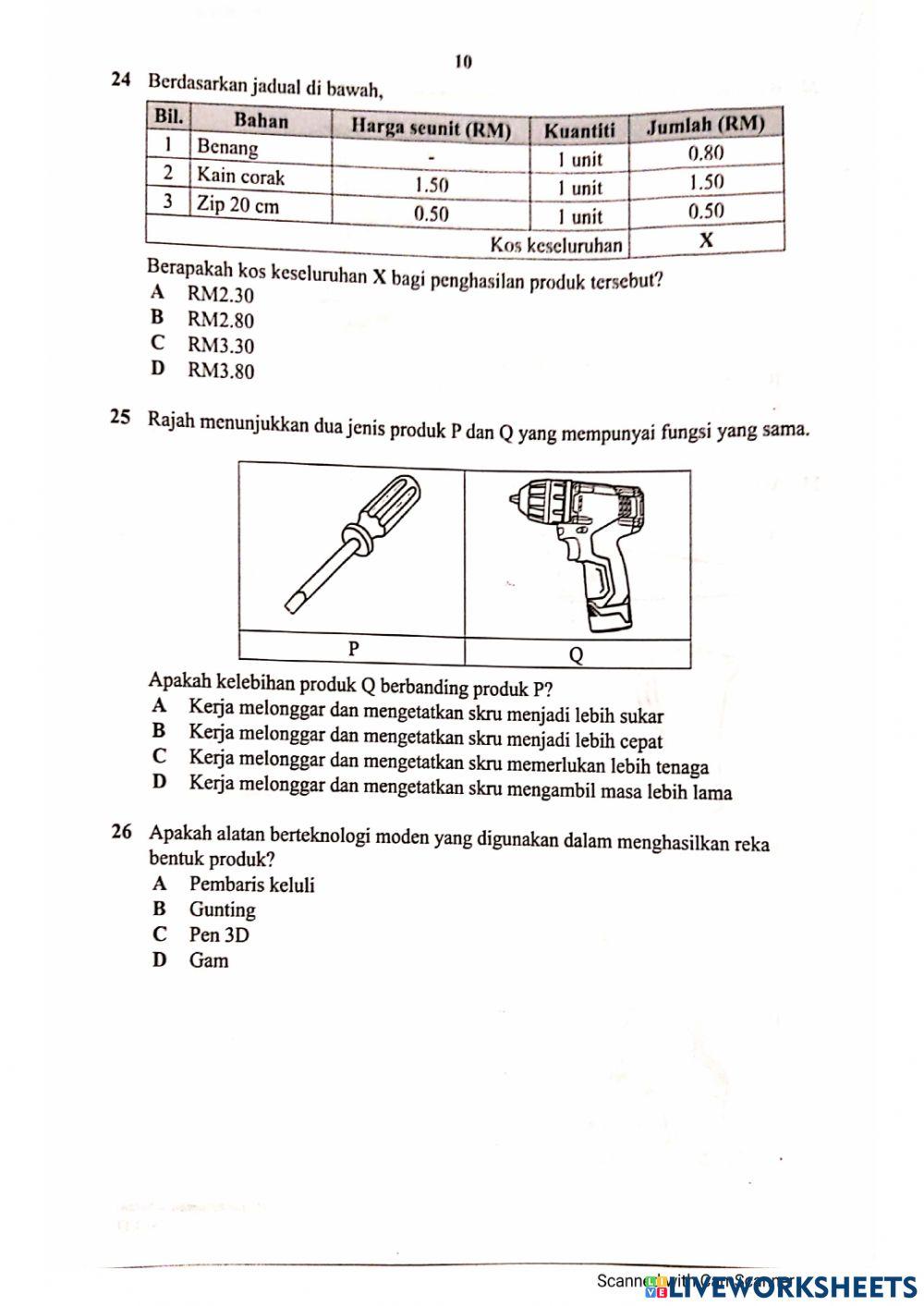 Pentaksiran RBT Tahun 4 (new) online exercise for | Live Worksheets