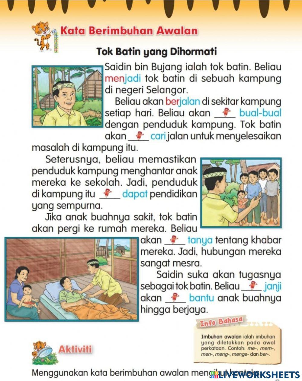 Kata Berimbuhan AWalan worksheet for Tahun 2 | Live Worksheets