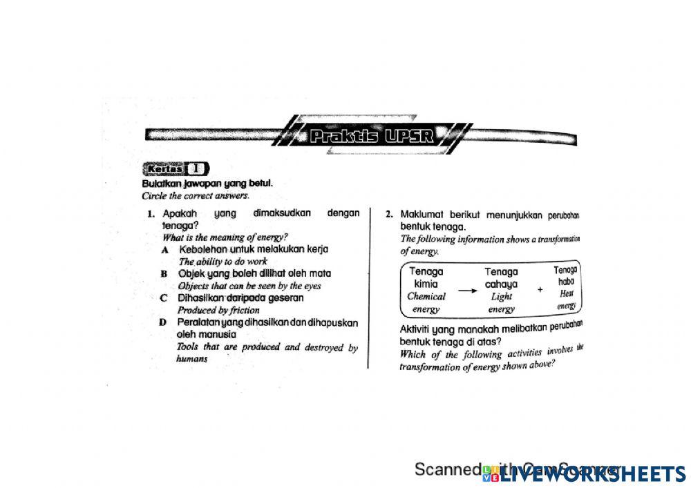 Year 4 Unit 7 Energy 6685191 | Sanggari Ponnen | Live