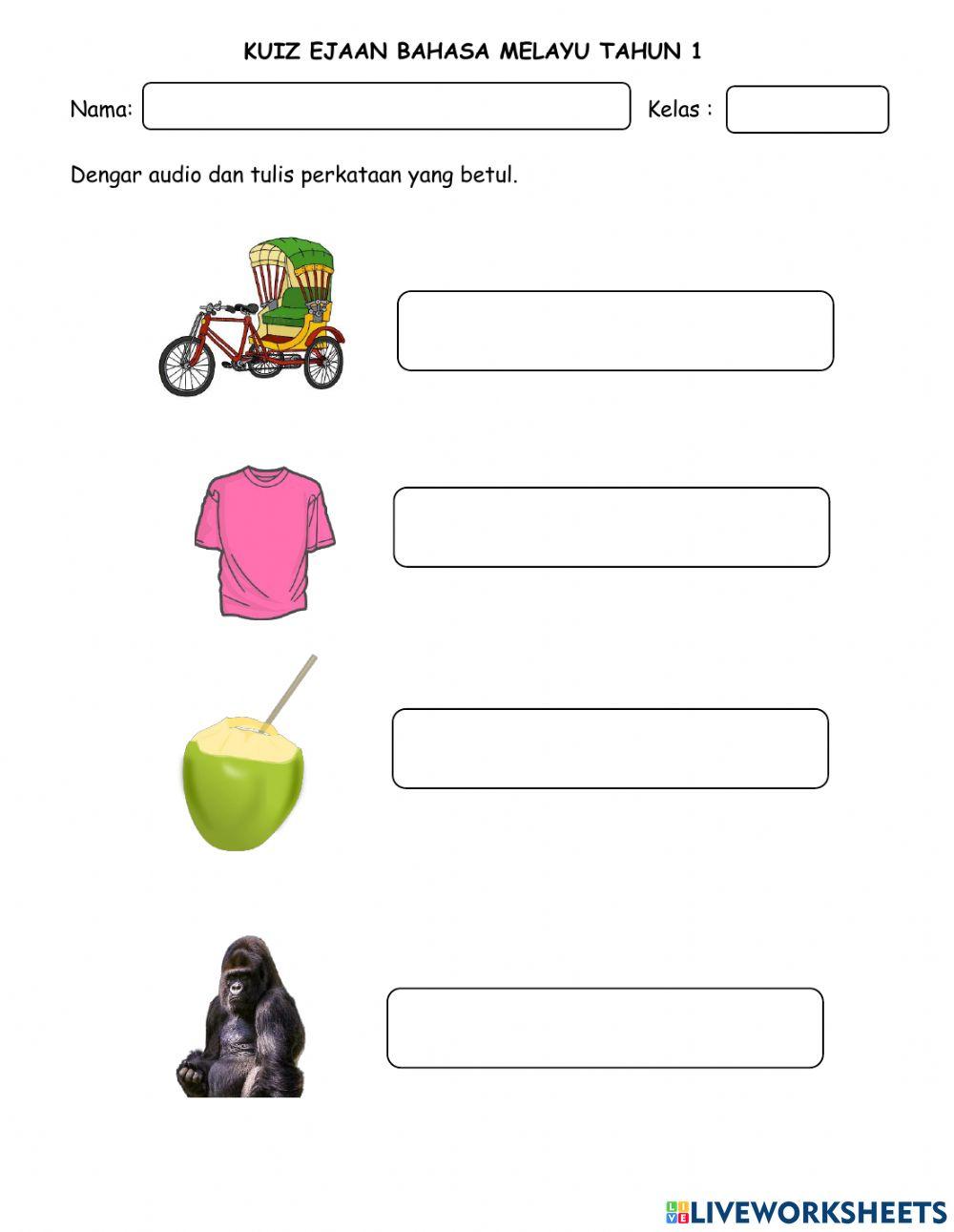 Kuiz Ejaan BM Tahun 1 online exercise for | Live Worksheets