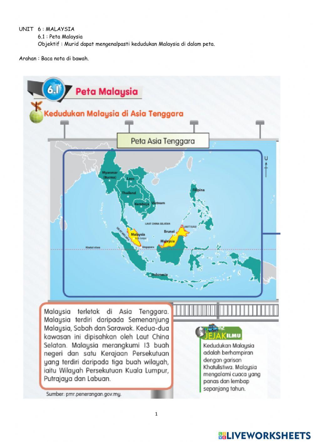 Peta malaysia 1736 | fadzliza | Live Worksheets