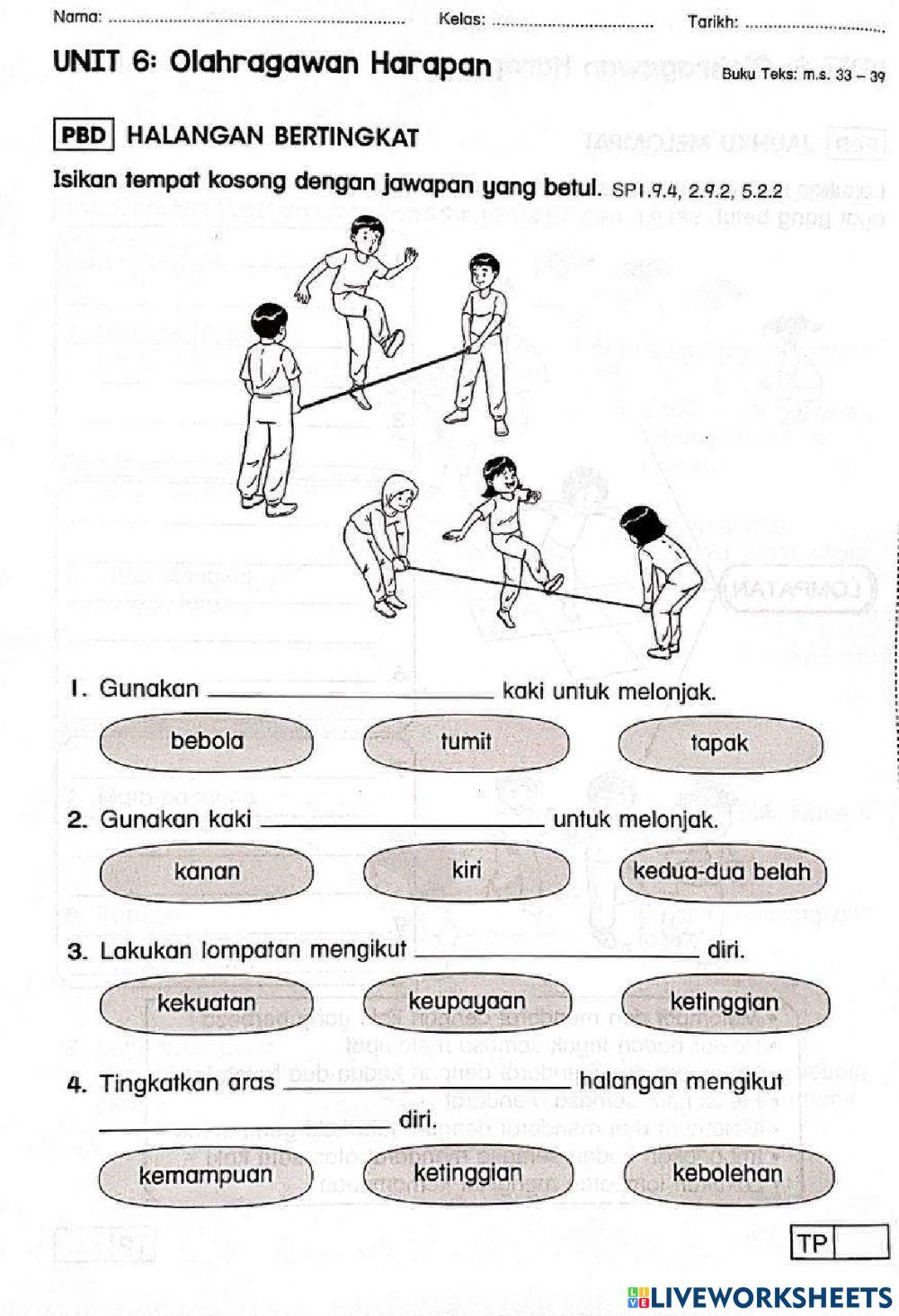 Pj tahun 3 : Halangan Bertingkat worksheet | Live Worksheets