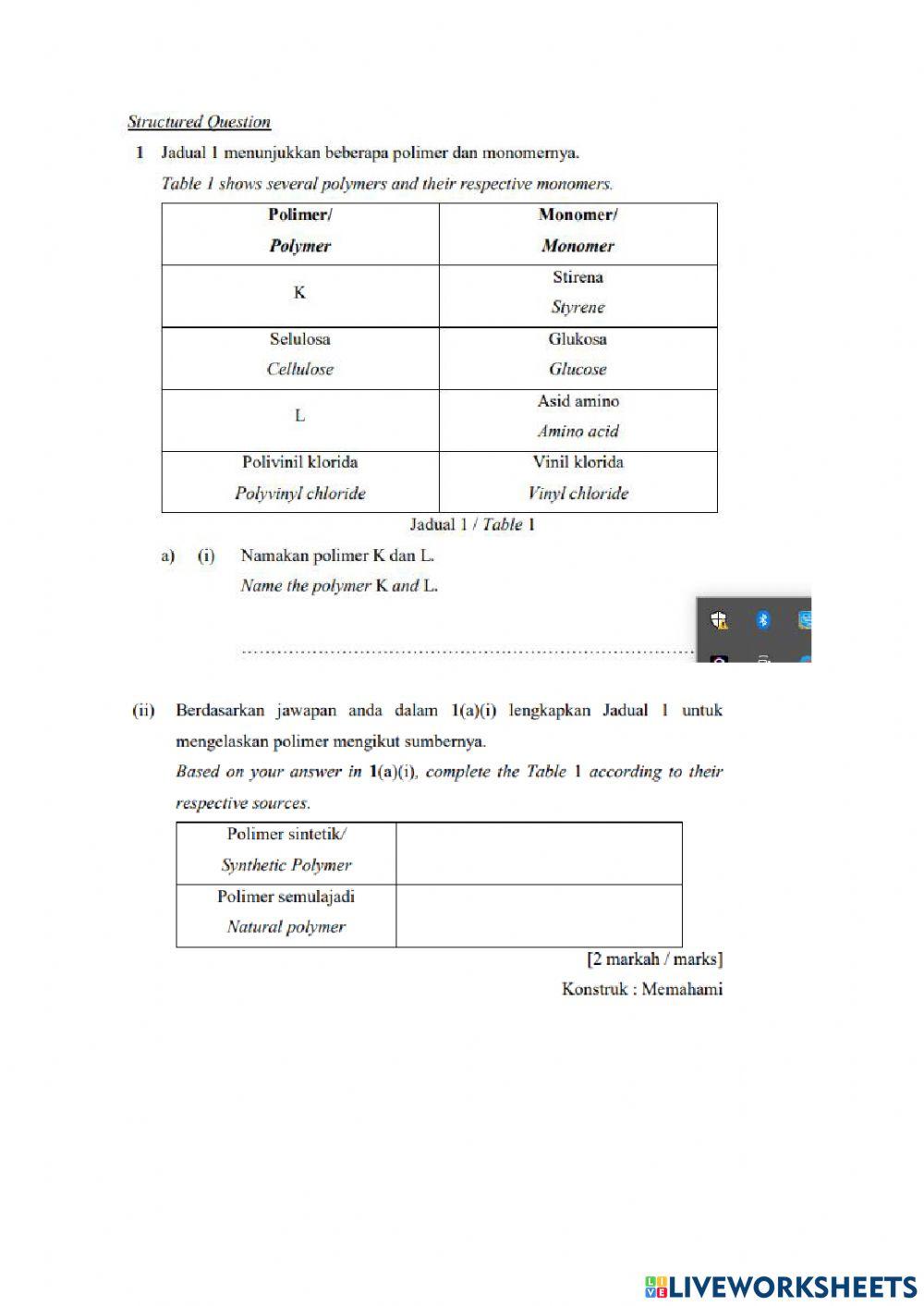 Polymer | Pearlhaya | Live Worksheets