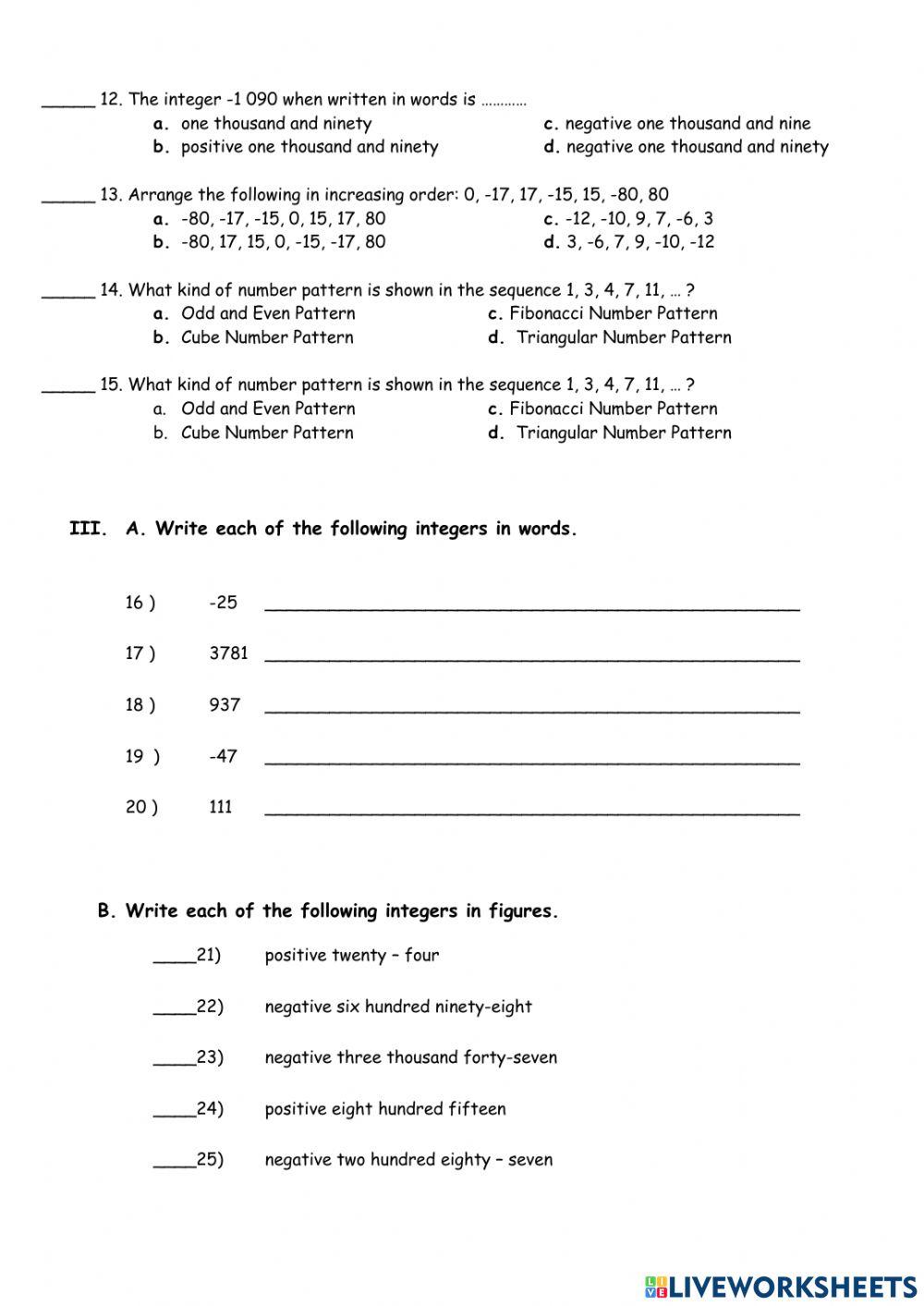 M1 Midterm Test (1st Term) 2021-2022 worksheet | Live Worksheets