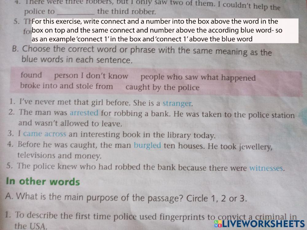 English Reading Unit 4 VOCABULARY PART B M6 worksheet | Live Worksheets