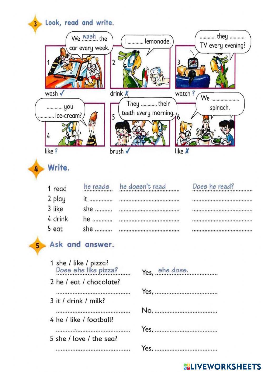 Present Simple online exercise for Grade 4 | Live Worksheets