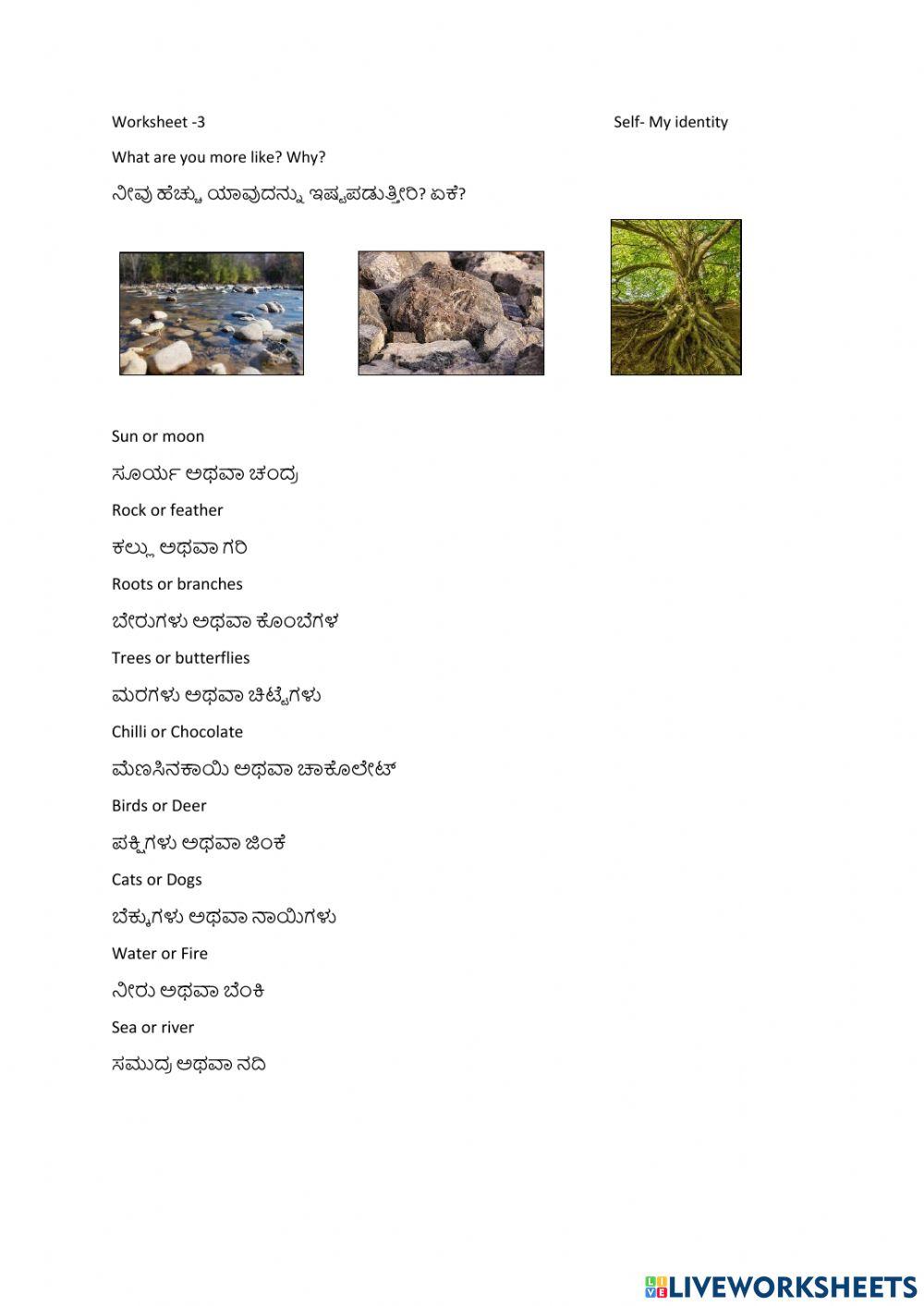 My identity 1750 | Ashwini V S | Live Worksheets