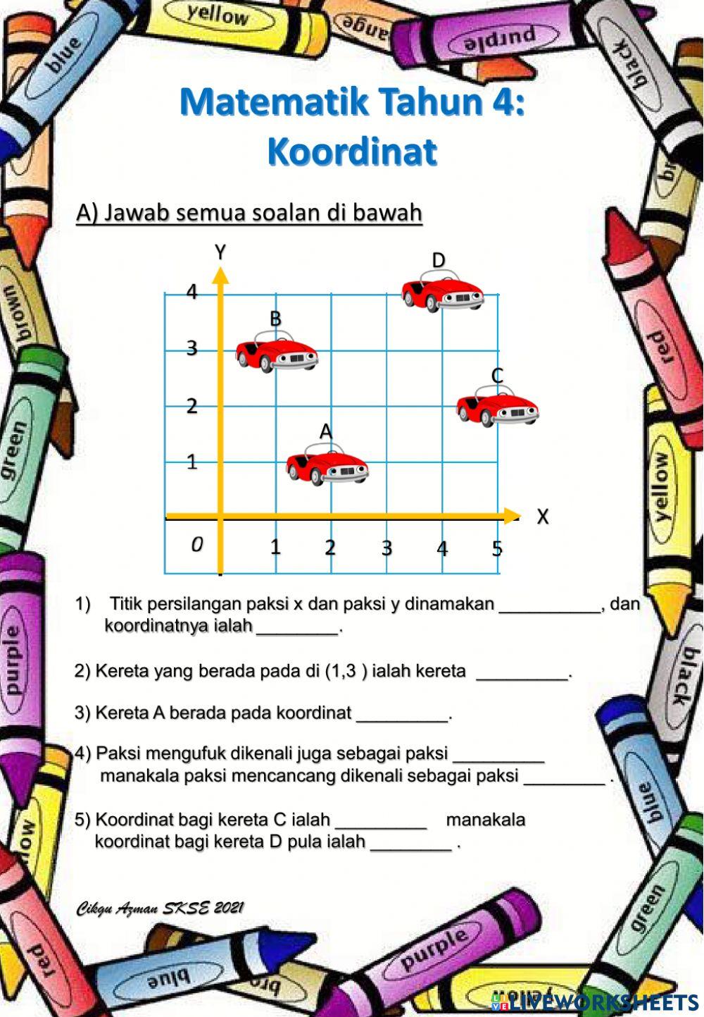 MATEMATIK TAHUN 4: KOORDINAT online exercise for | Live Worksheets