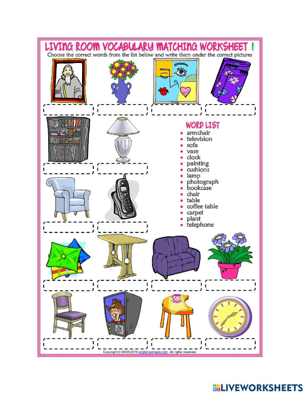 Englishwsheets.com Living room objects | Giangngo3