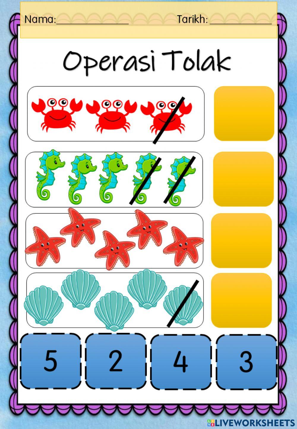 Operasi Tolak 1274733 | faiznur_89 | Live Worksheets