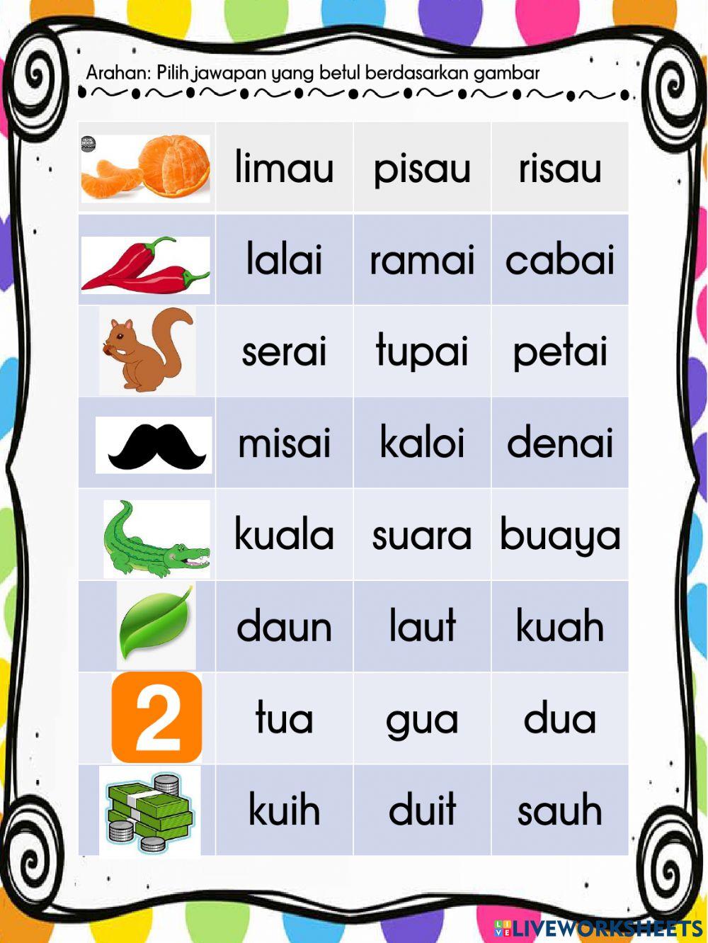 1274857 | Perkataan diftong dan vokal berganding