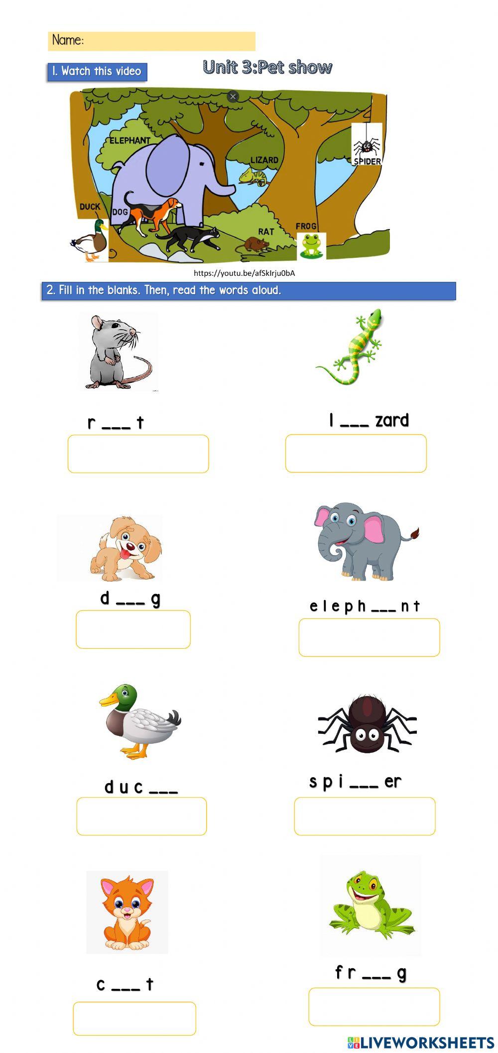 1275315 | Unit 3 Pet Show | Madelena | LiveWorksheets