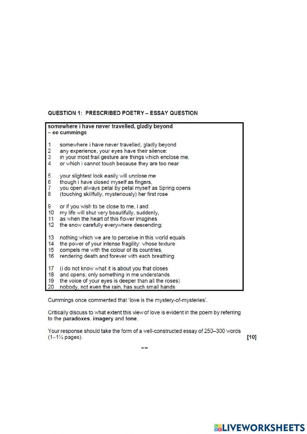 English paper 2 part 1 worksheet | Live Worksheets