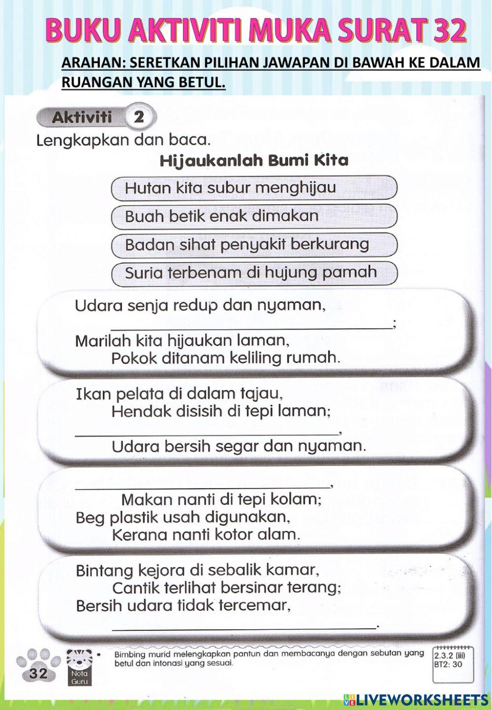 Bahasa melayu tahun 2 online pdf exercise for 2 | Live Worksheets