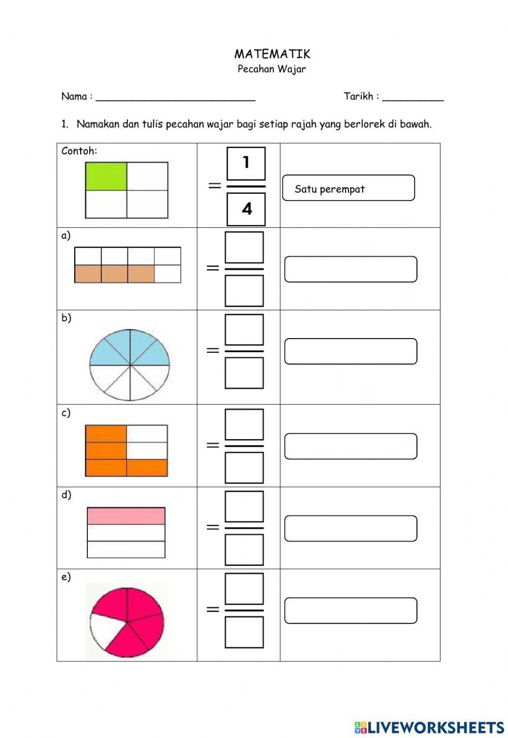 Pecahan wajar ppki worksheet | Live Worksheets