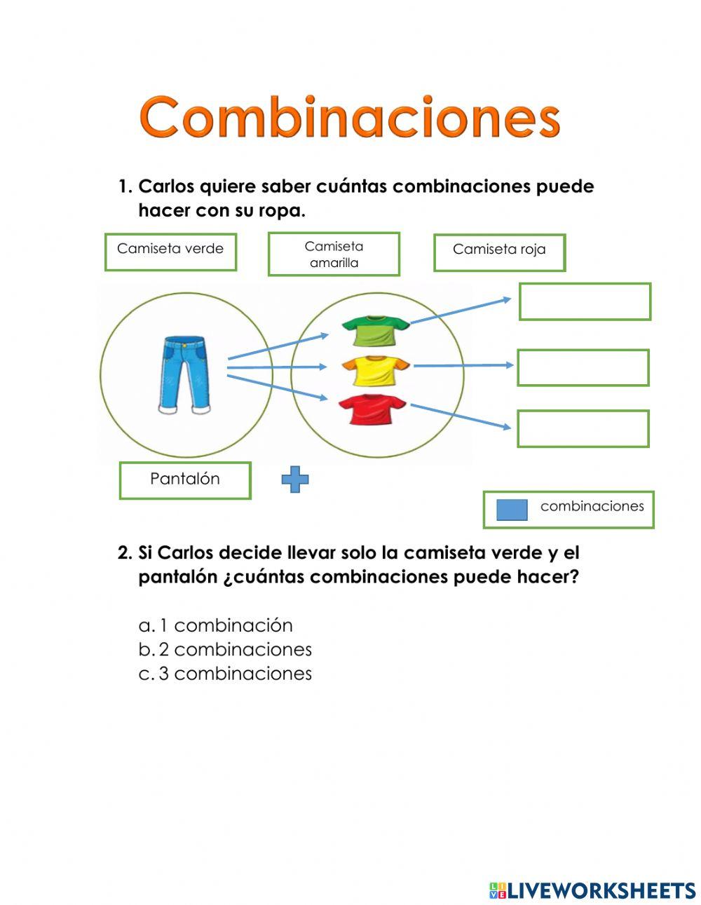 Combinaciones online pdf worksheet | Live Worksheets