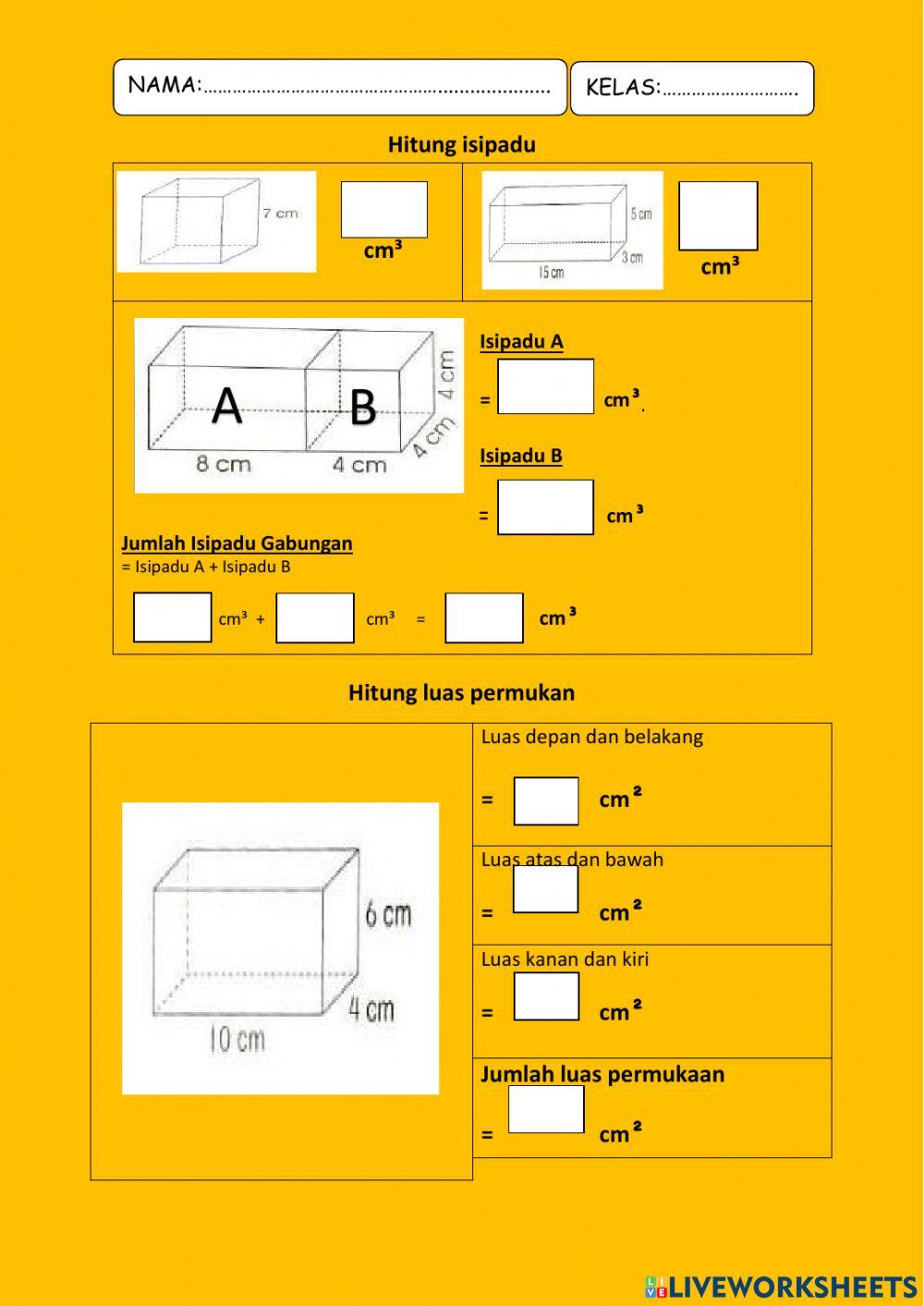 Bentuk tiga dimensi interactive worksheet | Live Worksheets