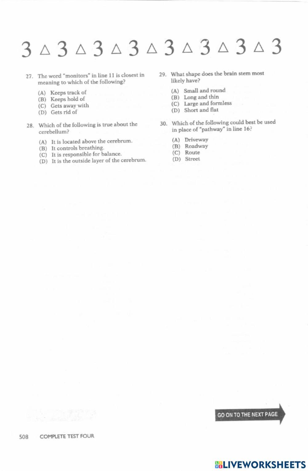 TOEFL-UNIT 3- READING SECTION online exercise for | Live Worksheets