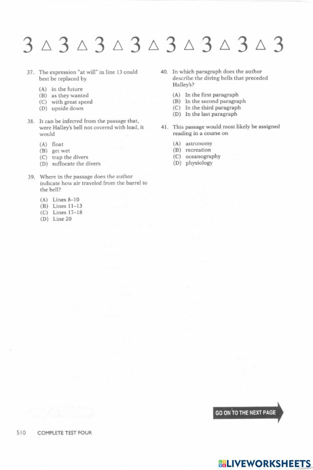TOEFL-UNIT 3- READING SECTION online exercise for | Live Worksheets
