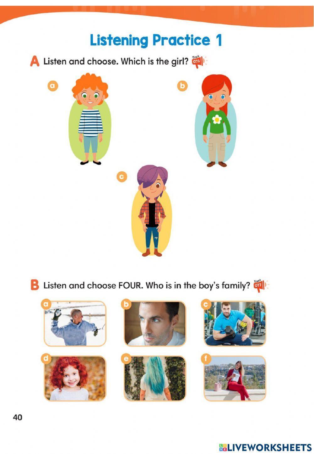 Listening online exercise for 1 | Live Worksheets