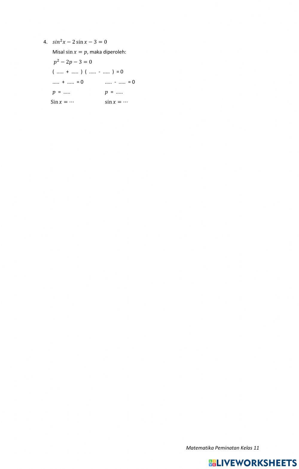 Pemfaktoran | Live Worksheets