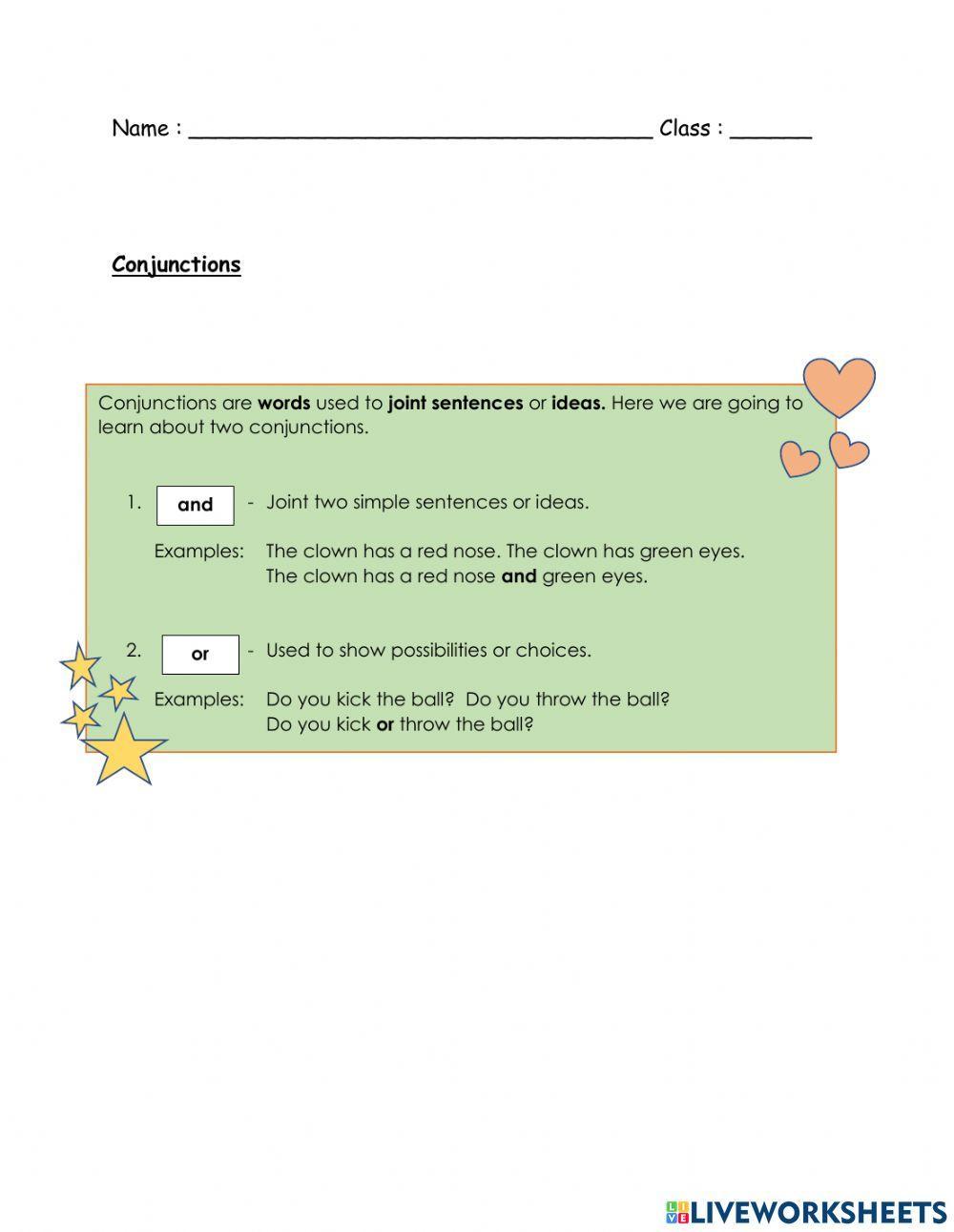 Conjunctions : … | Free Interactive Worksheets | 1276917