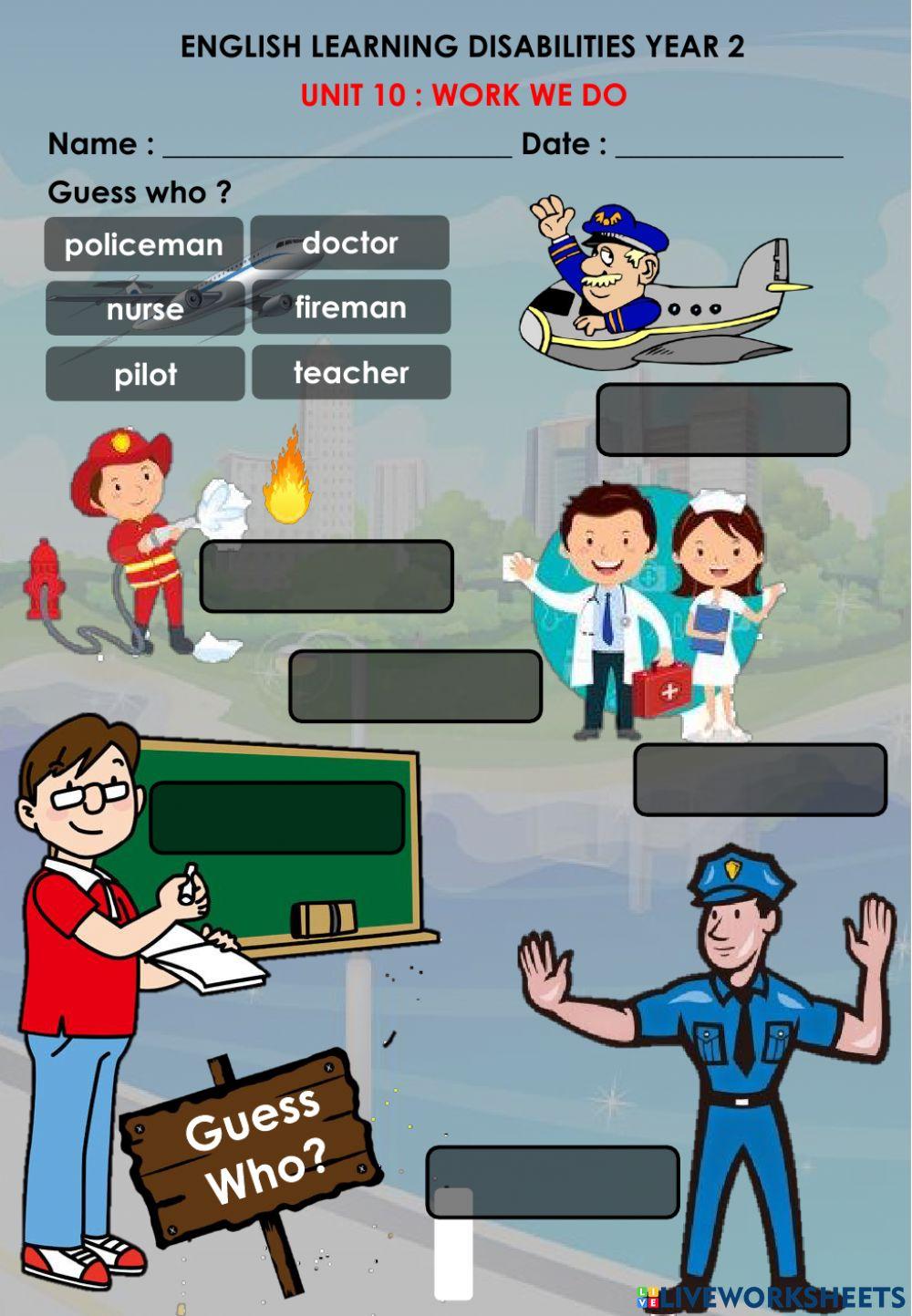 Work We Do activity for PPKI Year 2 | Live Worksheets