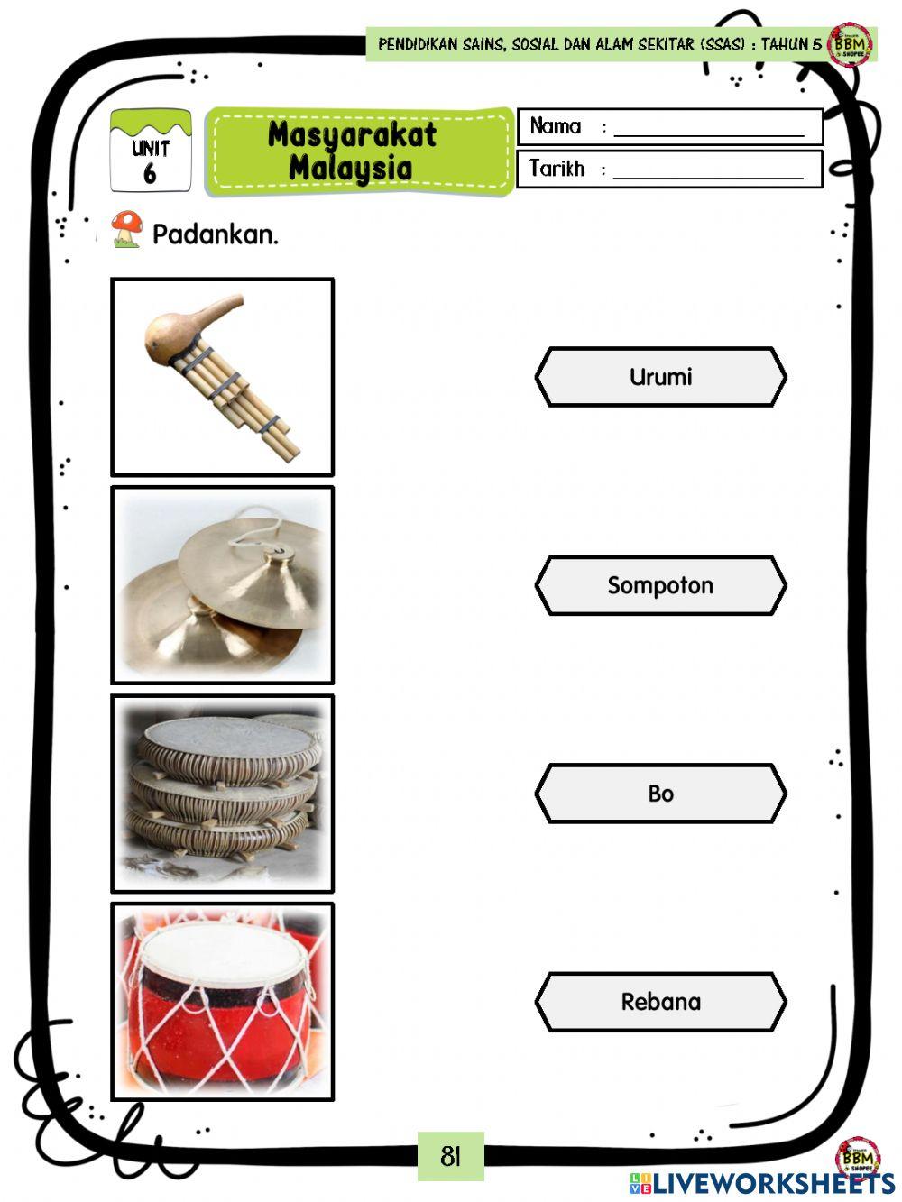 Budaya Masyarakat interactive worksheet | Live Worksheets