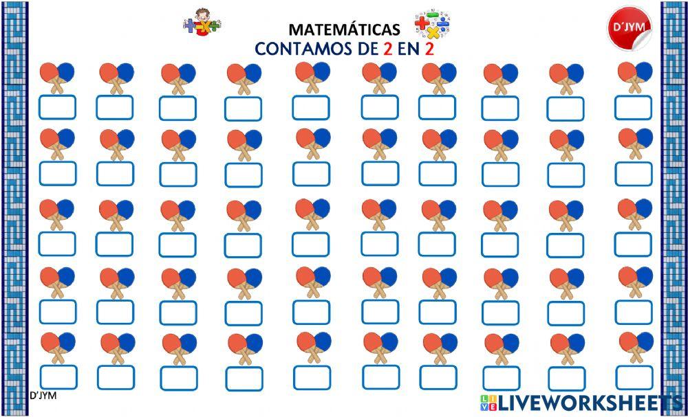 Conteo de 2 en … | Free Interactive Worksheets | 1277544