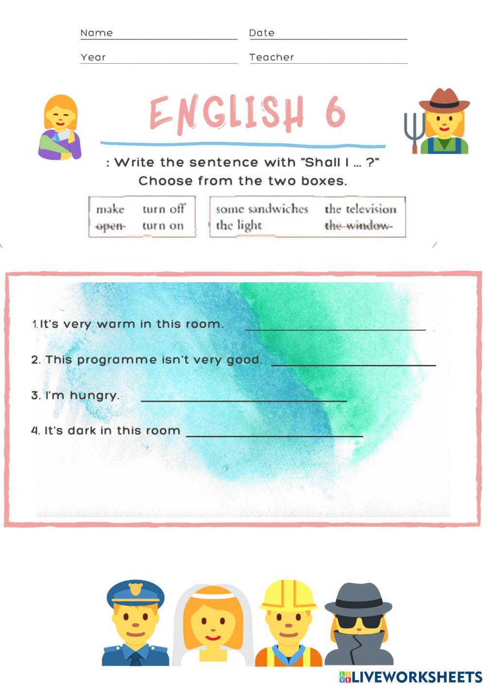 Eng 6 Shall worksheet | Live Worksheets