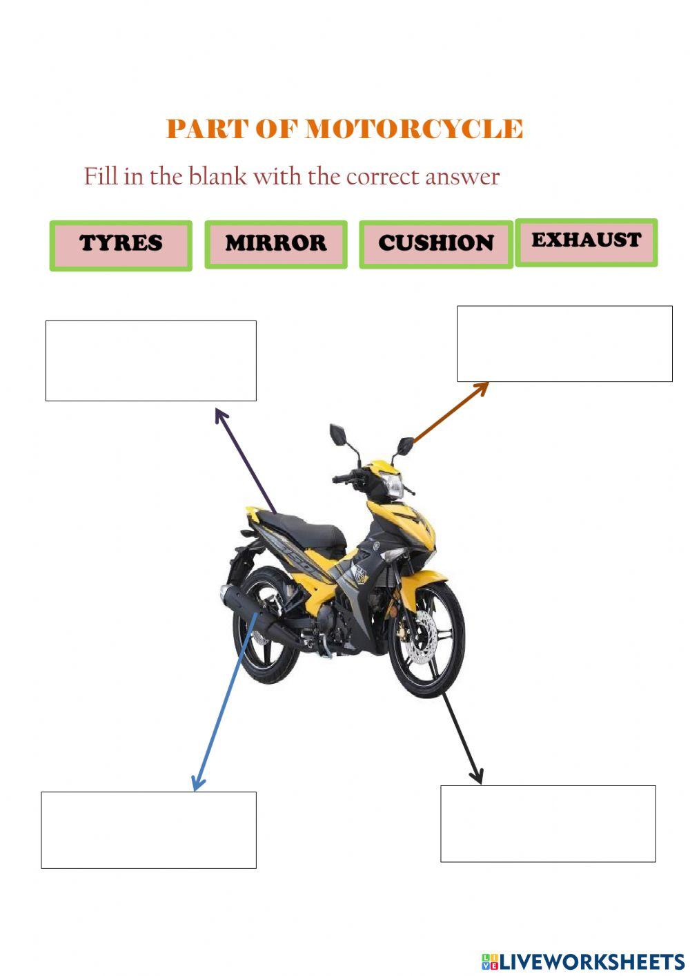 Part of motorcycle interactive worksheet | Live Worksheets