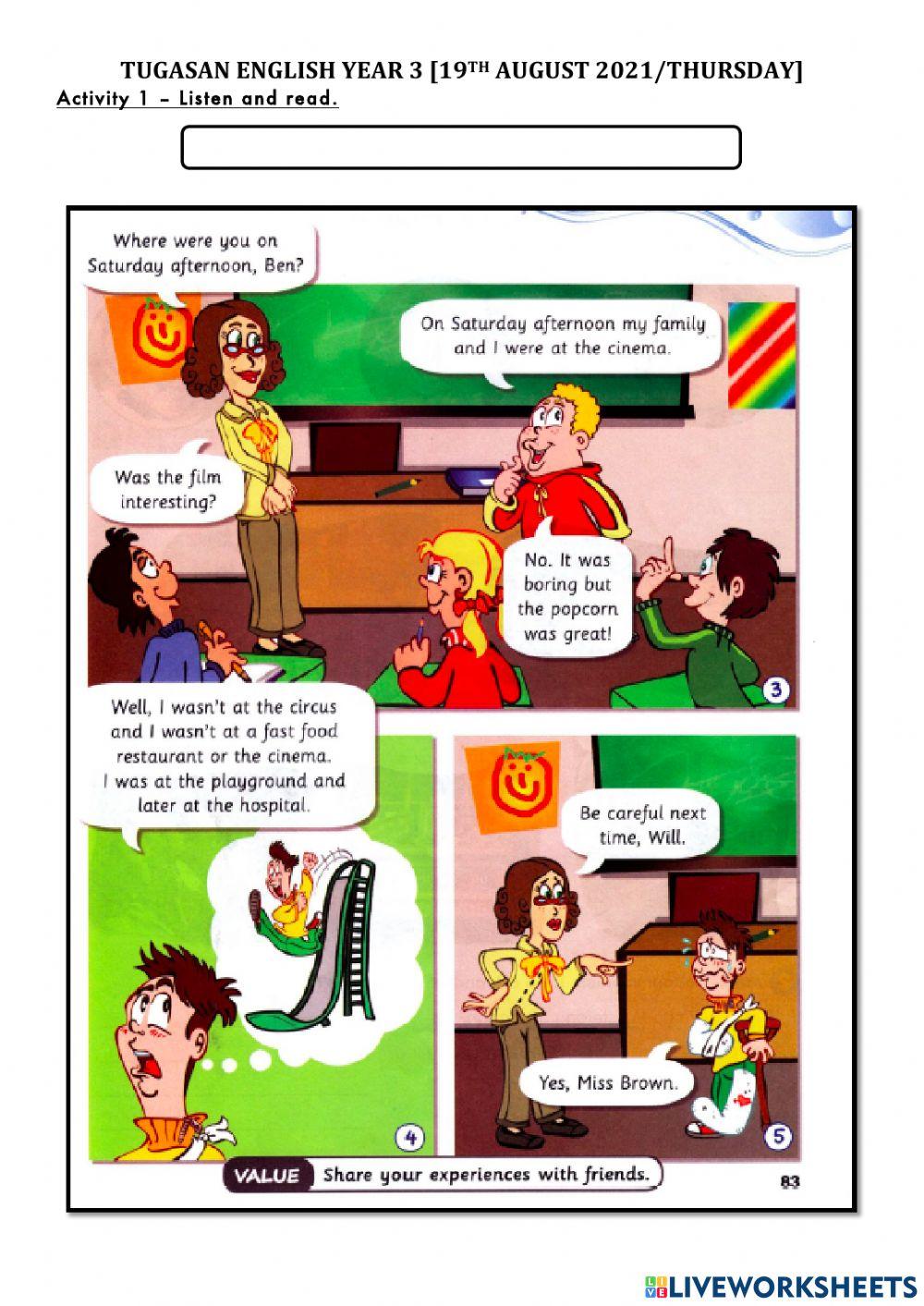 Get Smart Plus 3: Module 8 (Story Time: Where were you on Saturday?) Part 2 worksheet | Live ...
