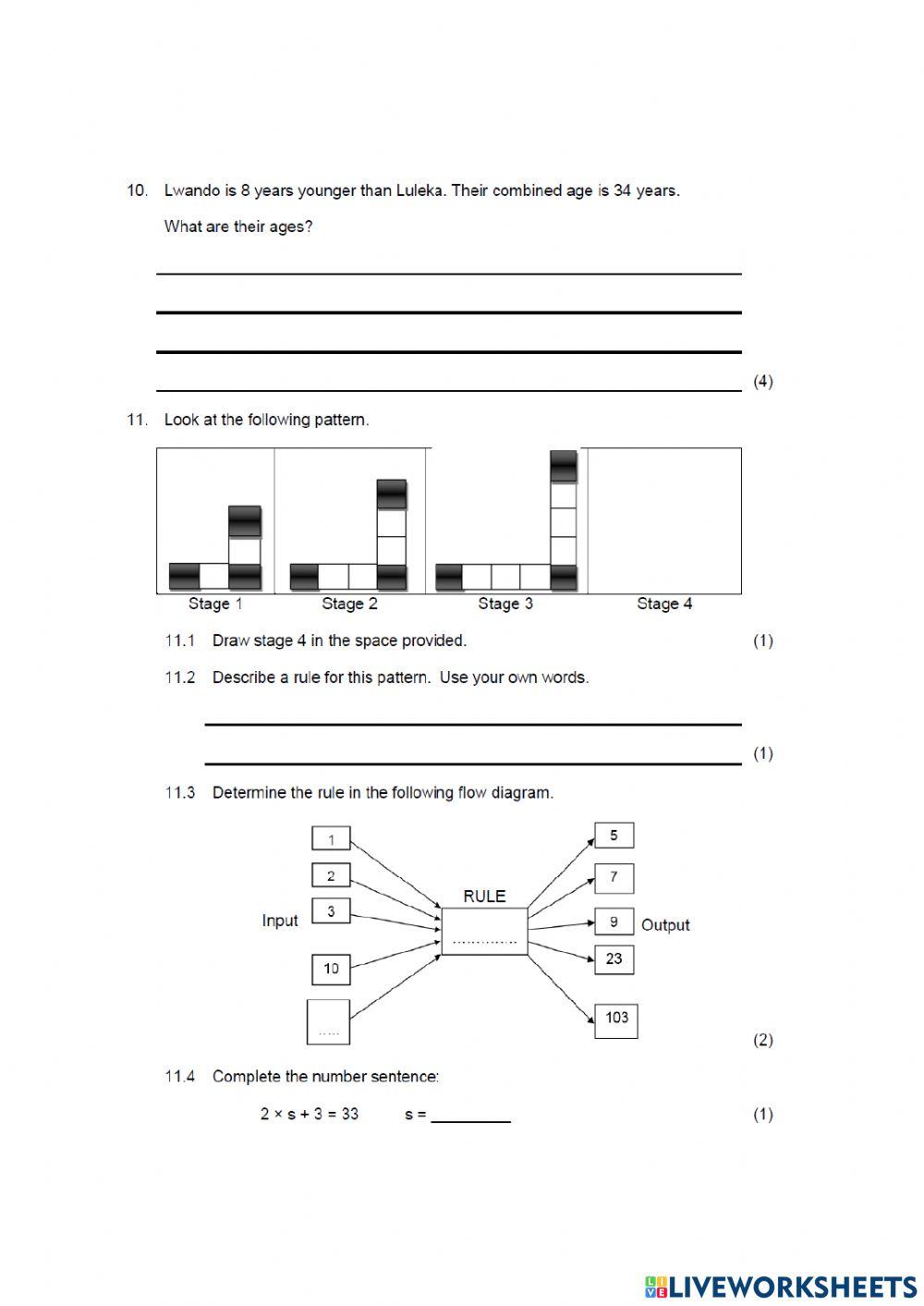 Math part 1 worksheet | Live Worksheets