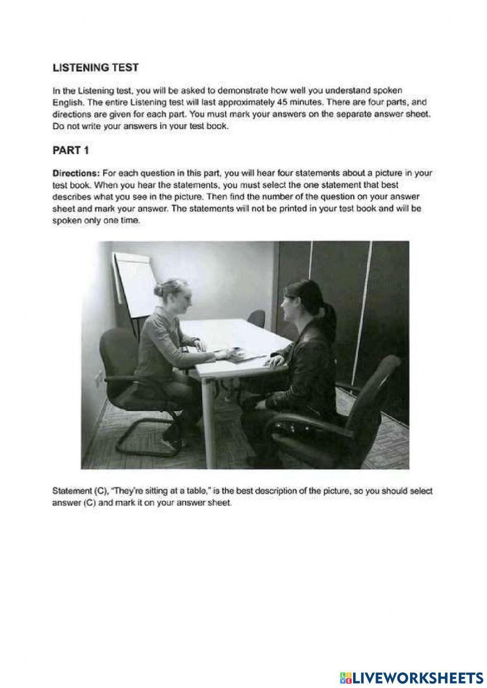 Toeic online worksheet | Live Worksheets