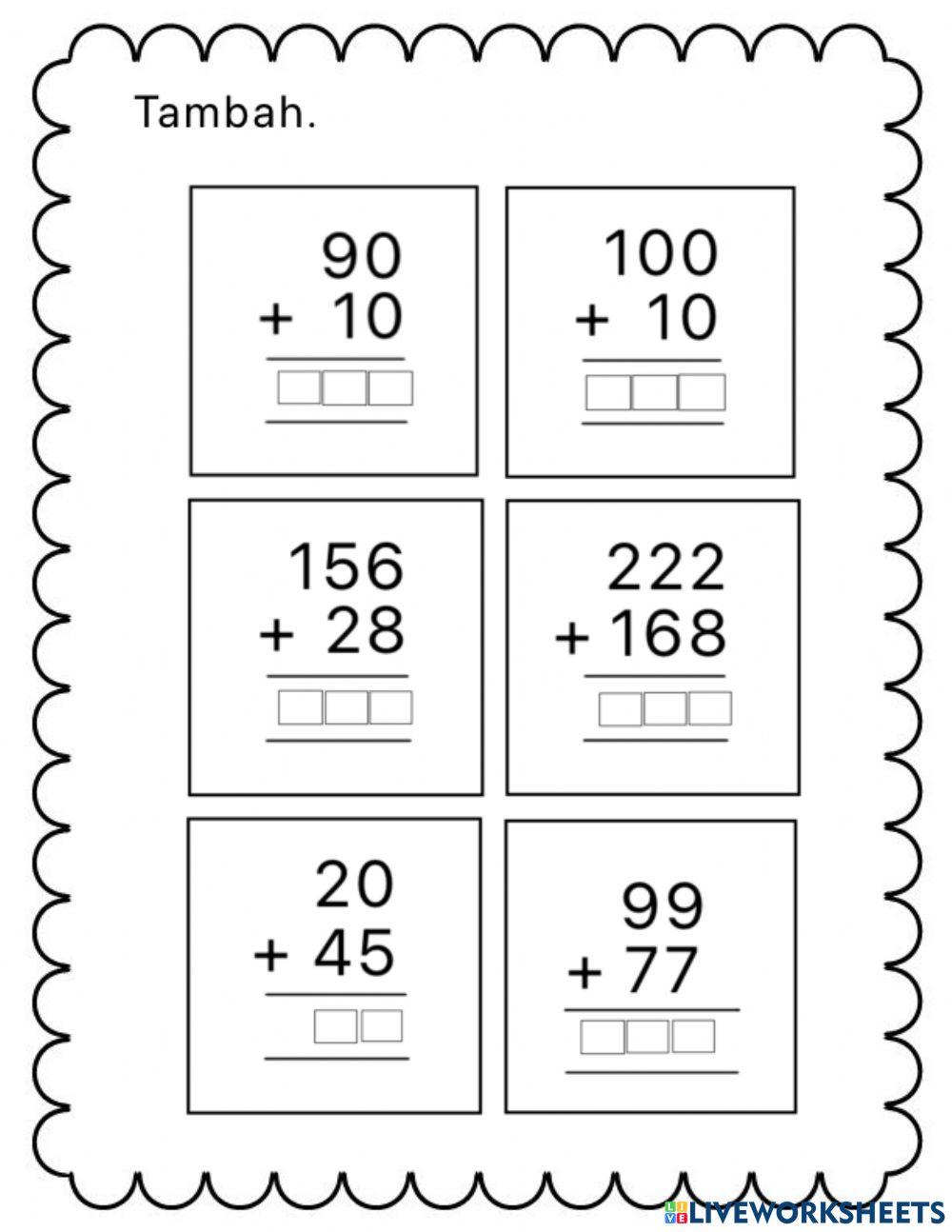 Tambah online exercise for Tahun 1 | Live Worksheets