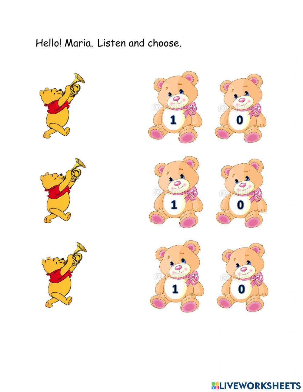 Number 0 and 1 worksheet | Live Worksheets