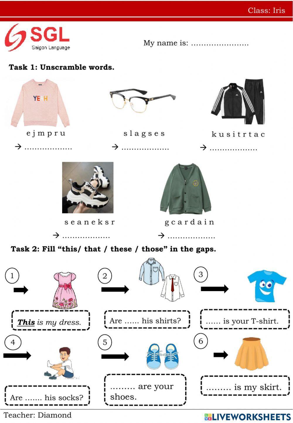 Clothes- | Live Worksheets