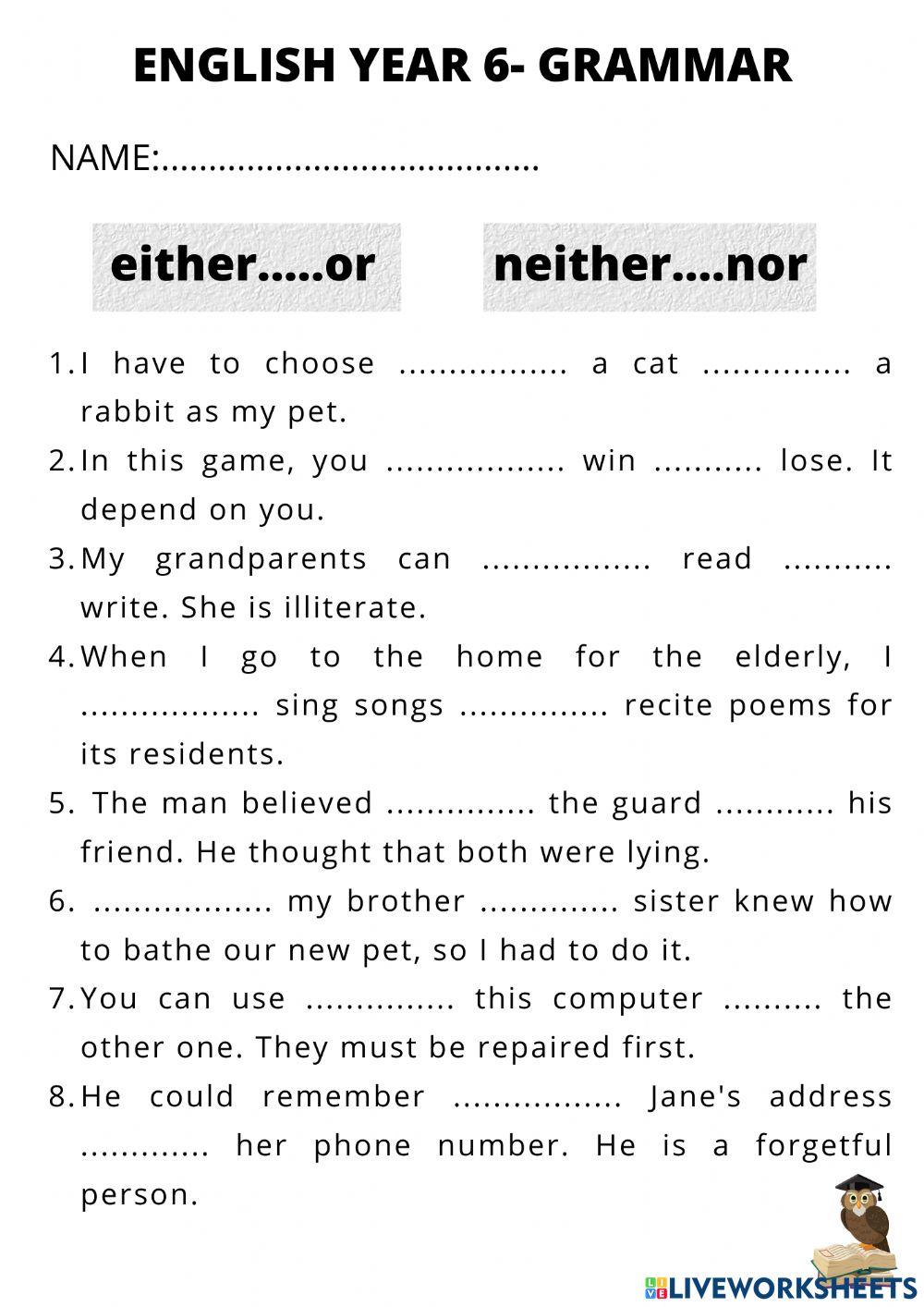 ENGLISH YEAR 6 - GRAMMAR 3312258 | shimadanishka79 | Live