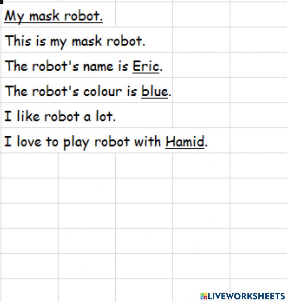 Supermind Year 2 Make a mask Robot worksheet | Live Worksheets